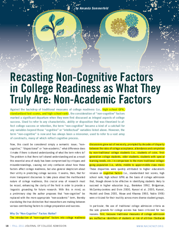 (PDF) Recasting Non-Cognitive Factors in College Readiness as What They ...
