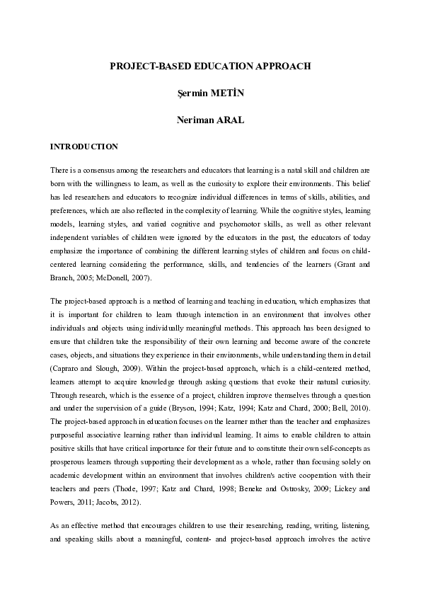 (DOC) PROJECT-BASED EDUCATION APPROACH