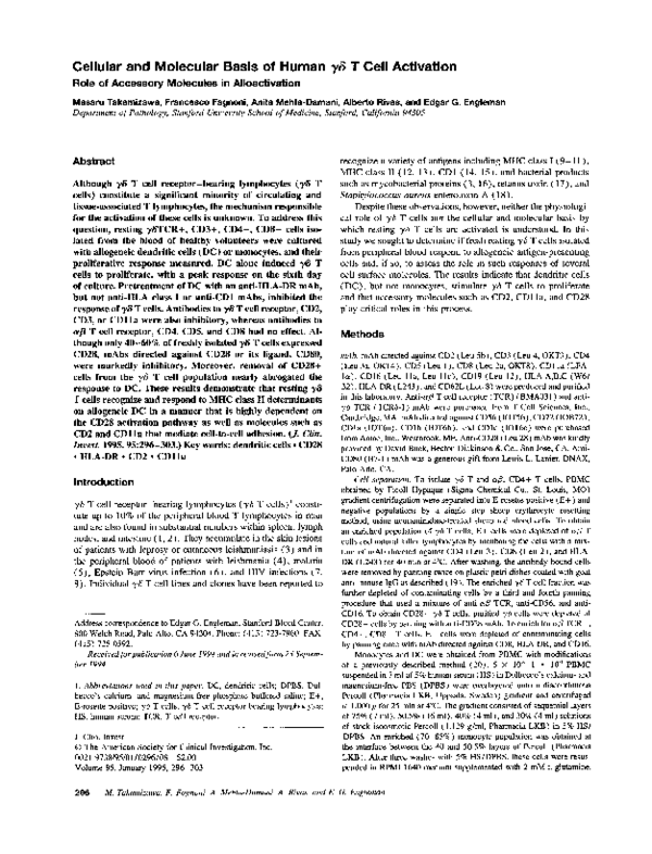 (PDF) Cellular and molecular basis of human gamma delta T cell ...
