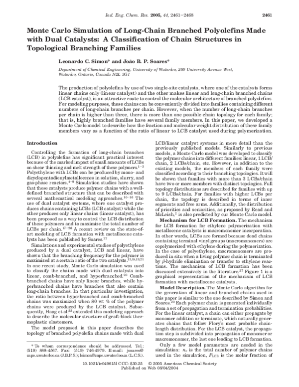 (PDF) Monte Carlo Simulation of Long-Chain Branched Polyolefins Made ...