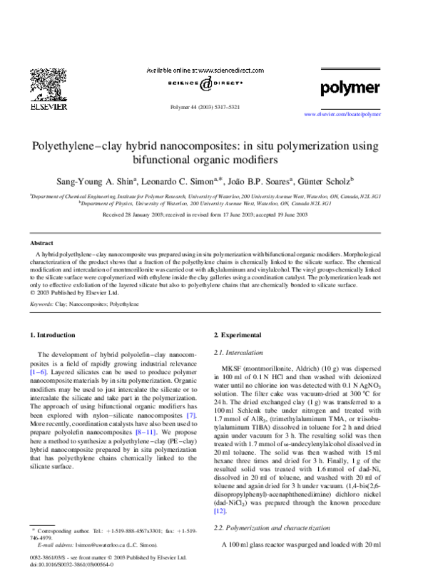 (PDF) Polyethylene–clay hybrid nanocomposites: in situ polymerization ...