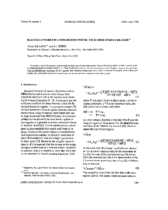 (PDF) Reaction dynamics in a non-ergodic system: the siamese stadium ...