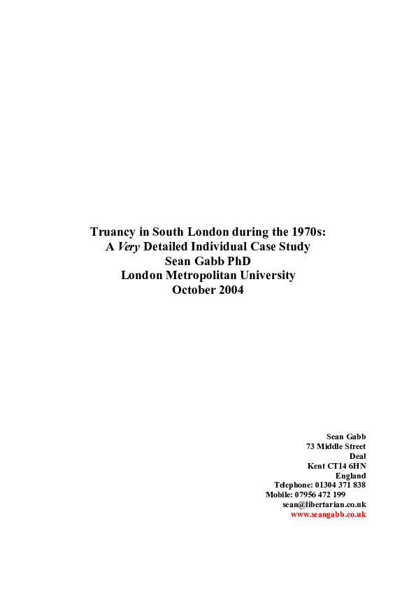 (DOC) Truancy in South London during the 1970s: A Very Detailed ...