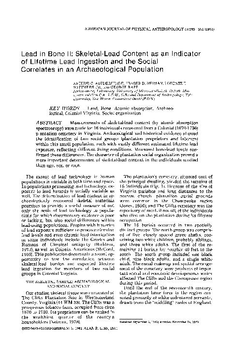 (PDF) Lead in bone II: skeletal-lead content as an indicator of ...
