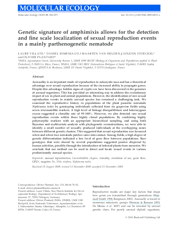 (PDF) Genetic signature of amphimixis allows for the detection and fine ...