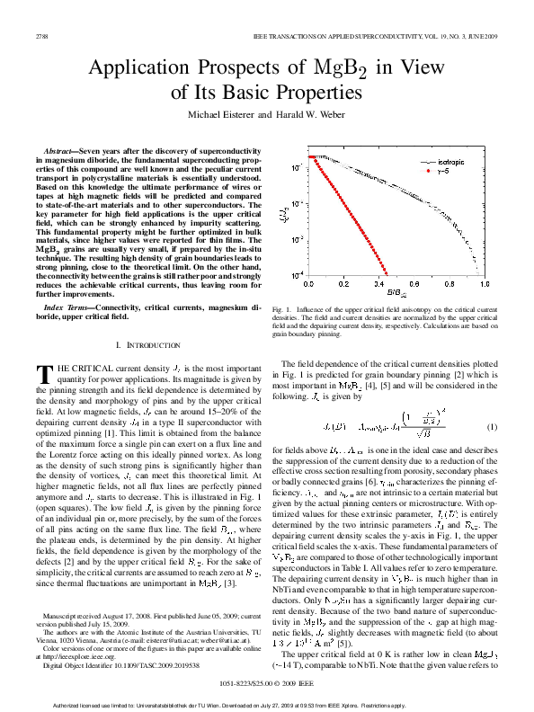 (PDF) Application Prospects of ${\rm MgB}_{2}$ in View of Its Basic ...