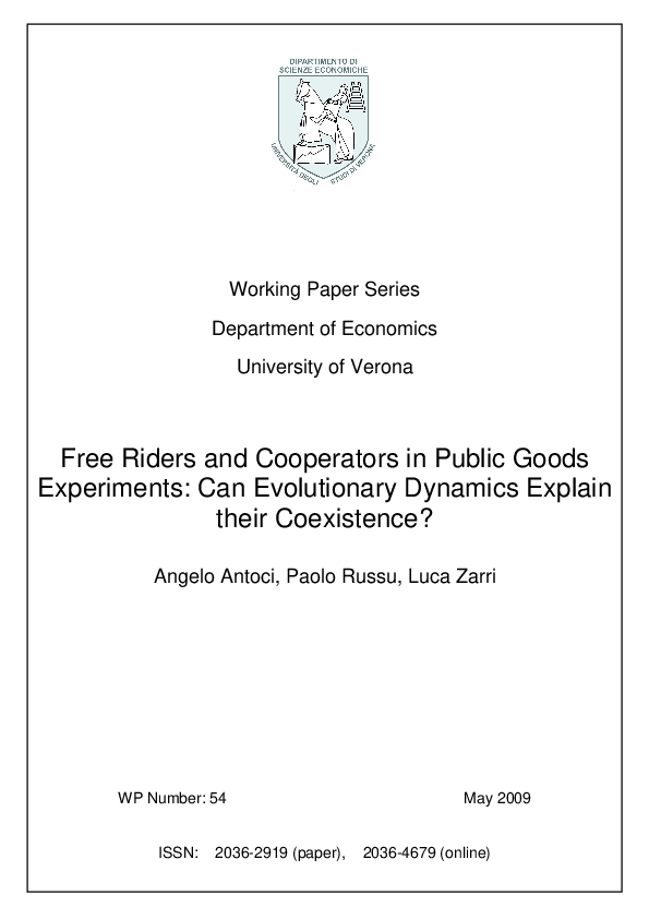 (PDF) Free Riders and Cooperators in Public Goods Experiments: Can ...