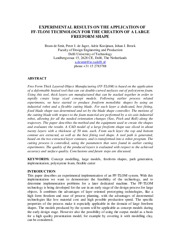 (PDF) Experimental results on the application of FF-TLOM technology for ...