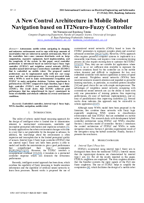 Pdf A New Control Architecture In Mobile Robot Navigation Based On