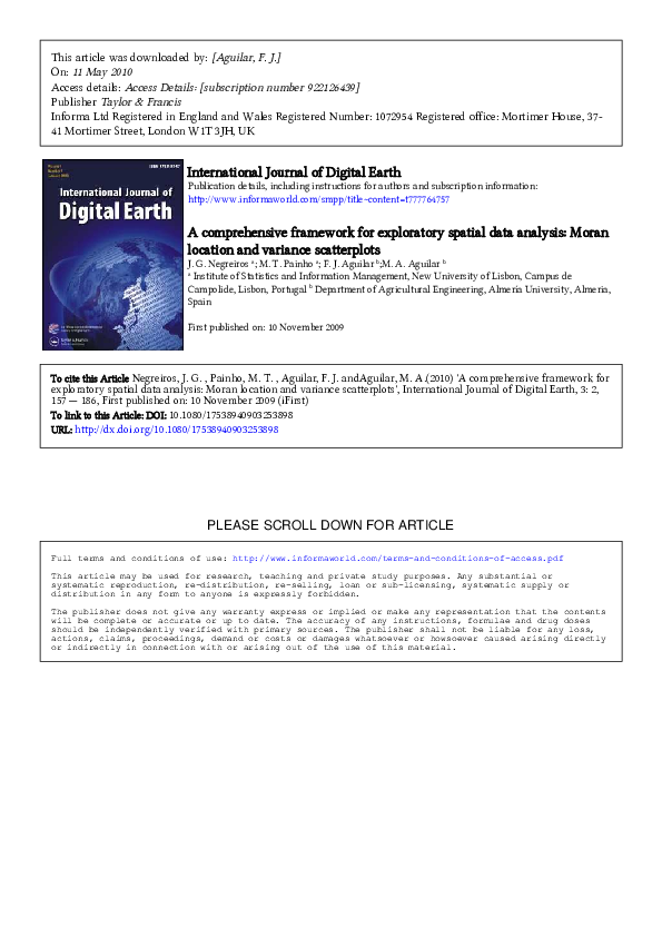 Pdf A Comprehensive Framework For Exploratory Spatial Data Analysis