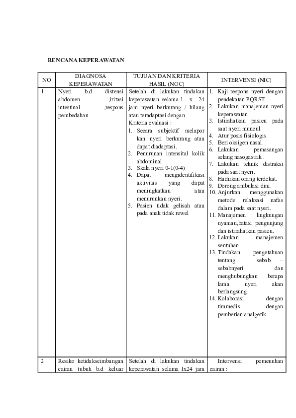 (DOC) RENCANA KEPERAWATAN