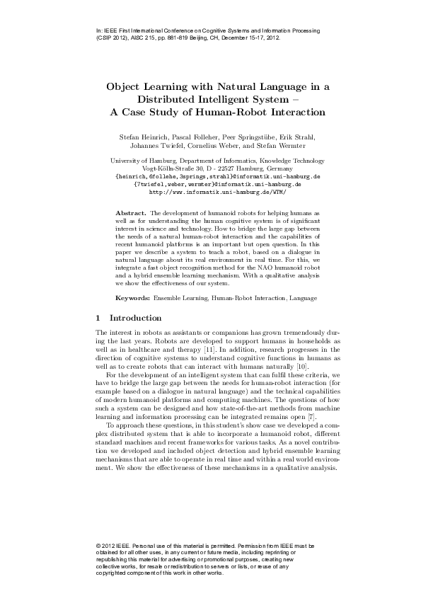 (PDF) Object Learning with Natural Language in a Distributed ...