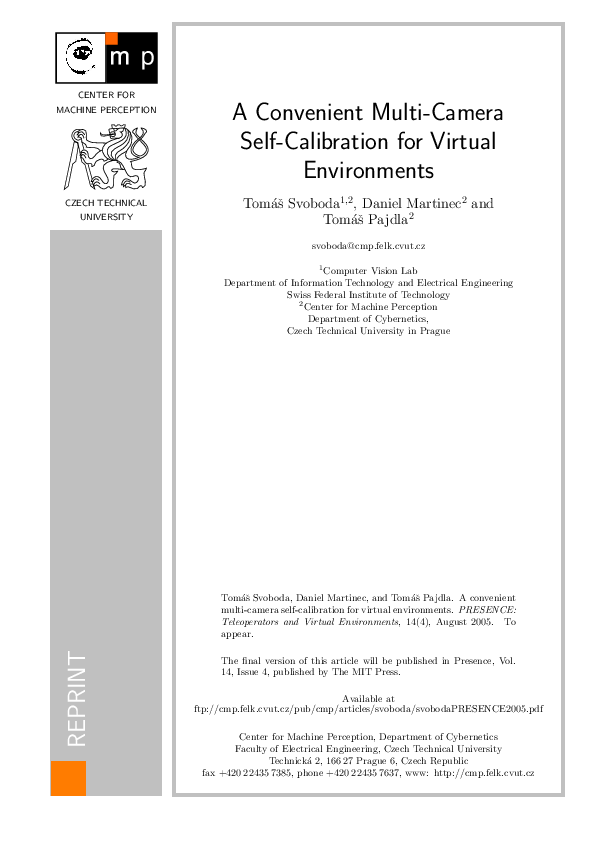 (PDF) A Convenient Multi-Camera Self-Calibration for Virtual Environments