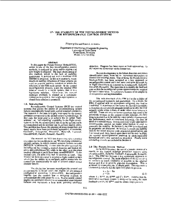 (PDF) Stability of the pseudo-inverse method for reconfigurable control ...