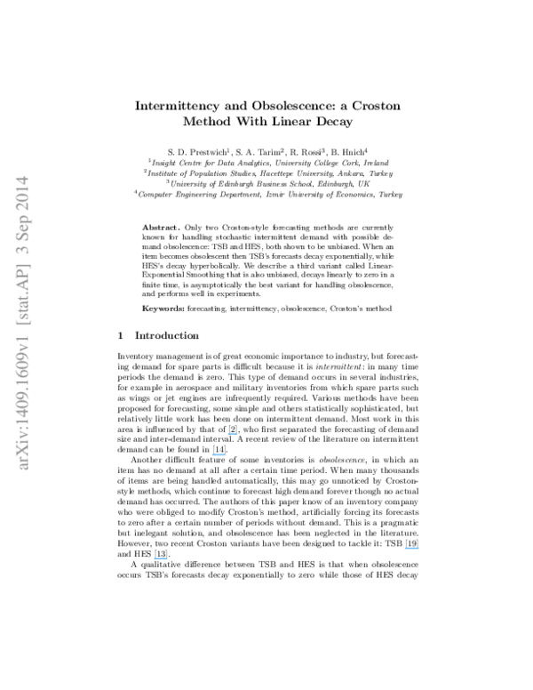 (PDF) Intermittency and Obsolescence: a Croston Method With Linear Decay