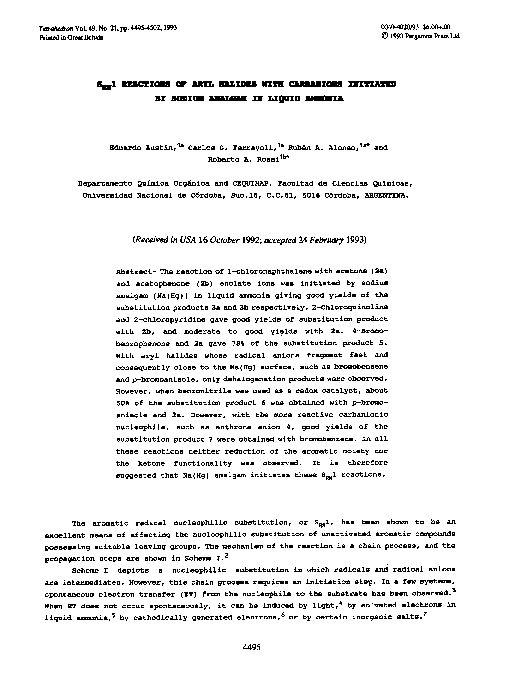 (PDF) SRN1 reactions of aryl halides with carbanions initiated by ...