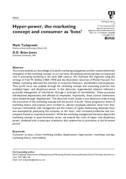 (PDF) Hyper-power, the marketing concept and consumer as 'boss'
