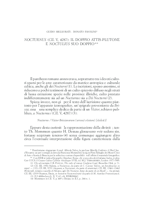 Nocturnus (CIL V 4287): il doppio Attis-Plutone e Noctulius suo doppio