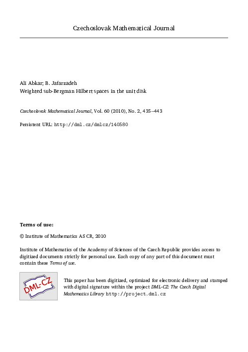 Pdf Weighted Sub Bergman Hilbert Spaces In The Unit Disk