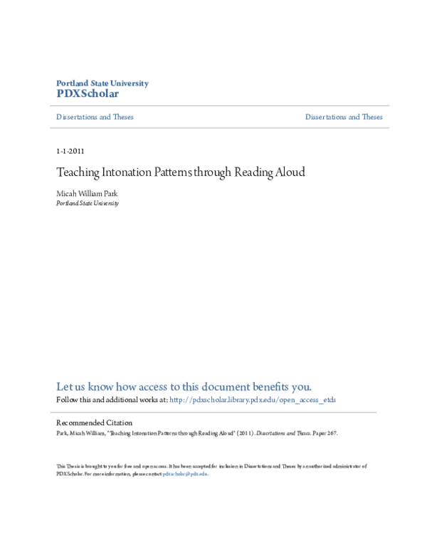 (PDF) Teaching Intonation Patterns through Reading Aloud