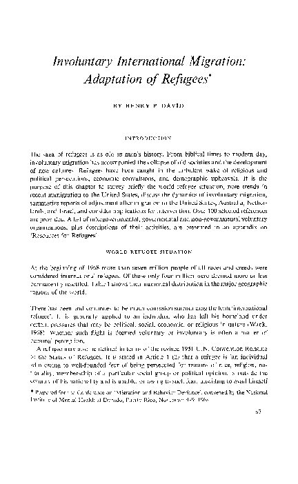 (PDF) Involuntary International Migration: Adaptation of Refugees