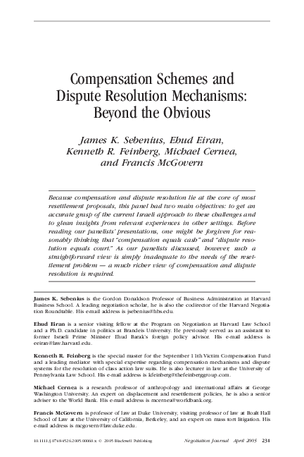 (PDF) Compensation Schemes and Dispute Resolution Mechanisms: Beyond ...
