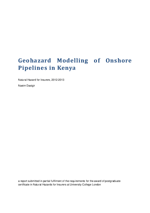 (PDF) Geohazard Modelling of Onshore Pipelines in Kenya