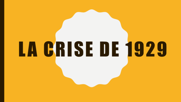 La crise de 1929
