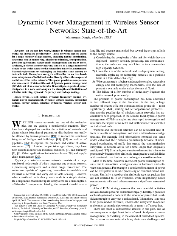 (PDF) Dynamic Power Management in Wireless Sensor Networks