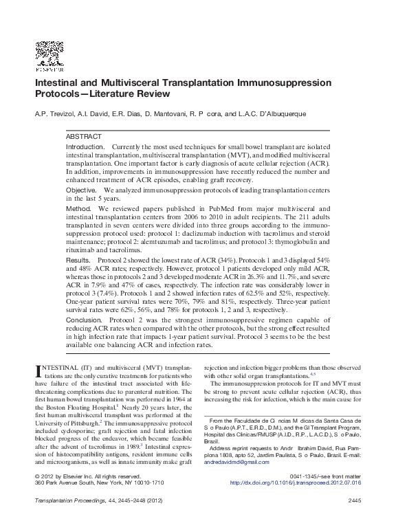 (PDF) Intestinal and Multivisceral Transplantation