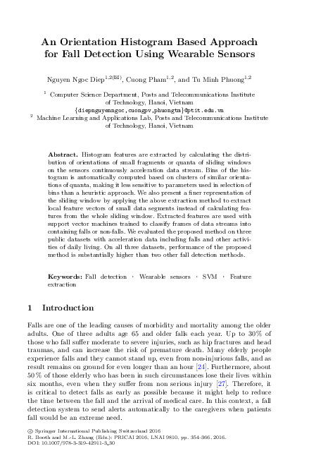Pdf An Orientation Histogram Based Approach For Fall Detection Using Wearable Sensors 2463