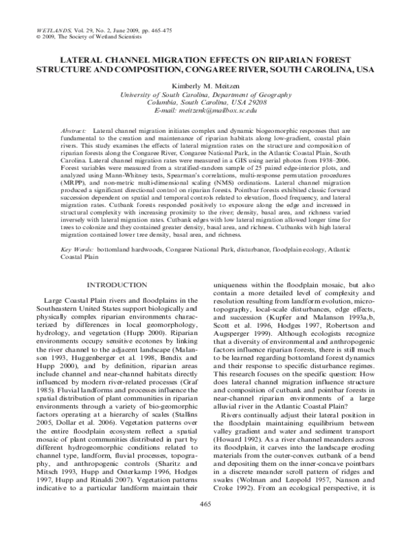 (PDF) Lateral channel migration effects on riparian forest structure ...