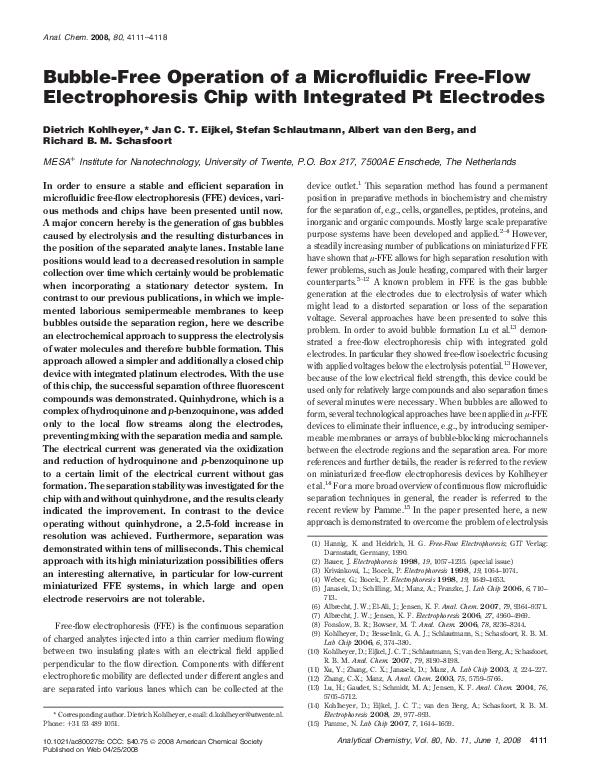 (PDF) Bubble-Free Operation of a Microfluidic FreeFlow Electrophoresis ...