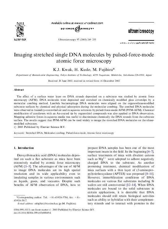 (PDF) Imaging stretched single DNA molecules by pulsed-force-mode ...