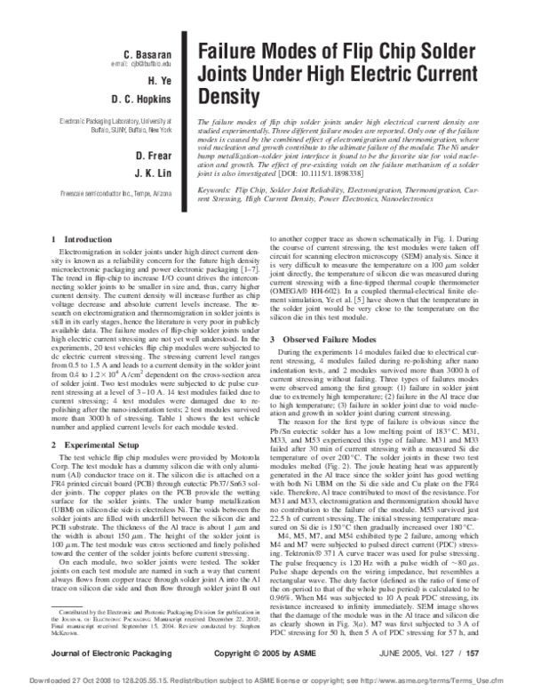 (PDF) Failure Modes of Flip Chip Solder Joints Under High Electric ...