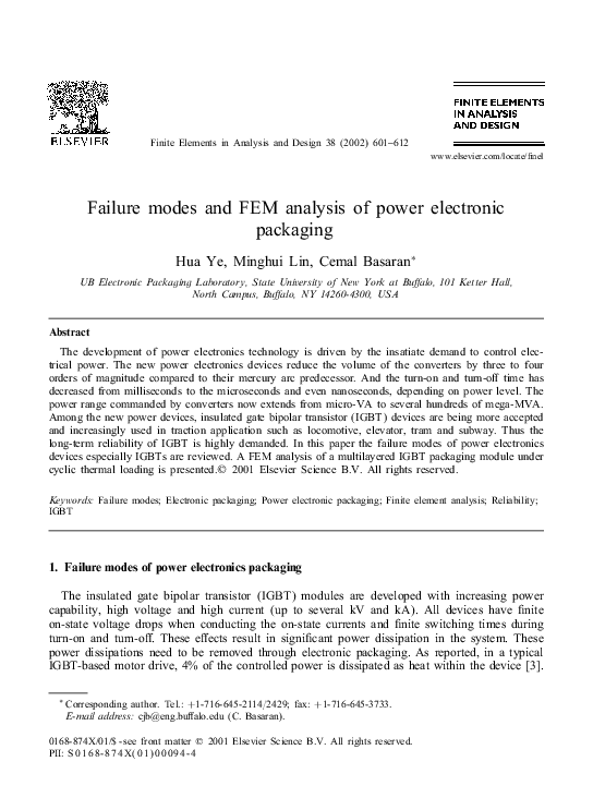 (PDF) Failure modes and FEM analysis of power electronic packaging