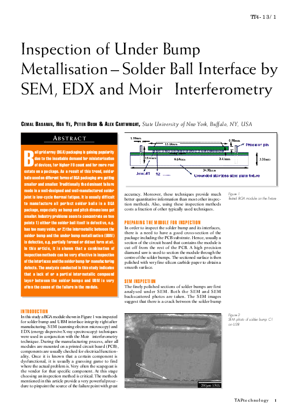 (PDF) Inspection of Under Bump M e t a l l i s a t i o n – S o l d e r ...