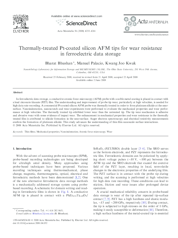 (PDF) Thermally-treated Pt-coated silicon AFM tips for wear resistance ...