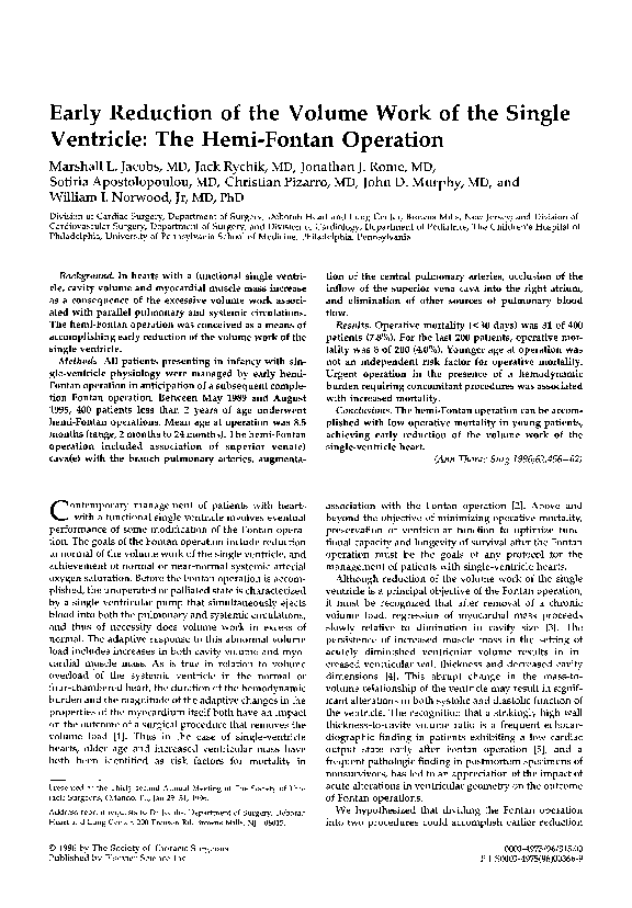 (PDF) Early reduction of the volume work of the single ventricle: The ...