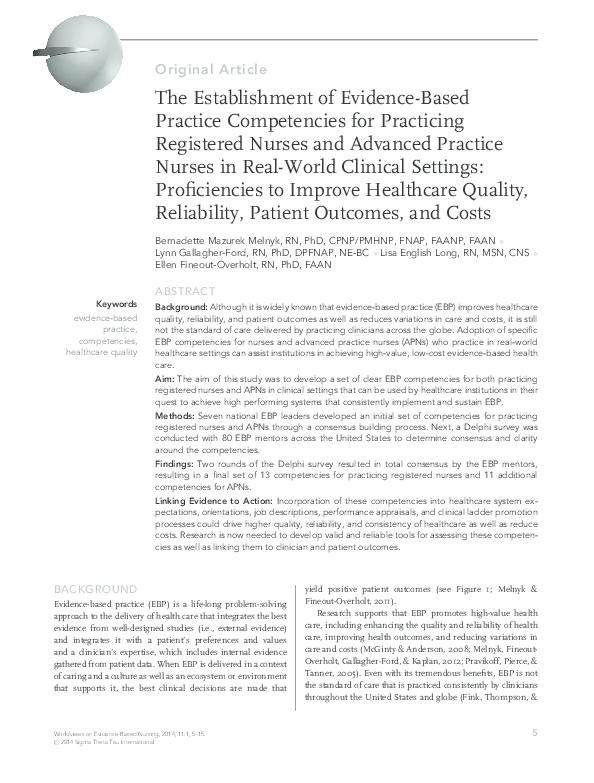 (PDF) The Establishment of Evidence-Based Practice Competencies for ...