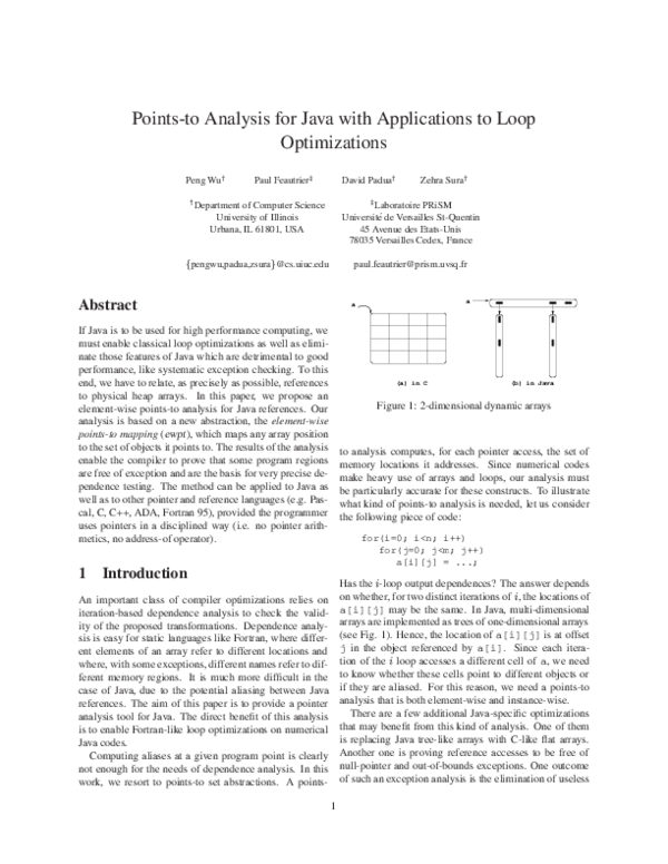 (PDF) Points-to analysis for java with applications to loop optimizations