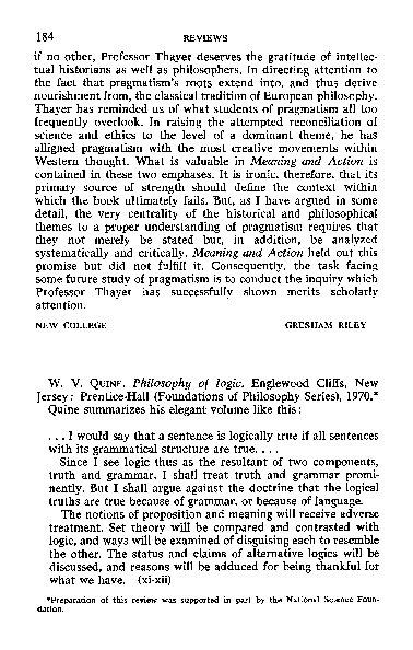 (PDF) W. V. Quine. Philosophy of logic. Englewood Cliffs