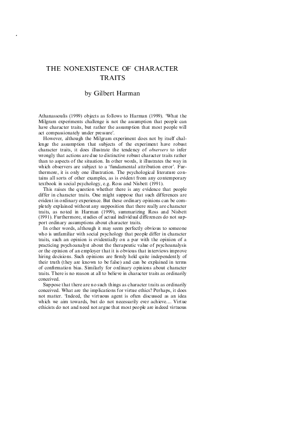 (PDF) The Nonexistence of Character Traits