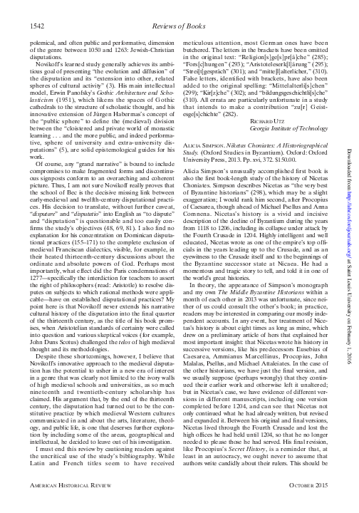 (PDF) Alicia Simpson. Niketas Choniates: A Historiographical Study