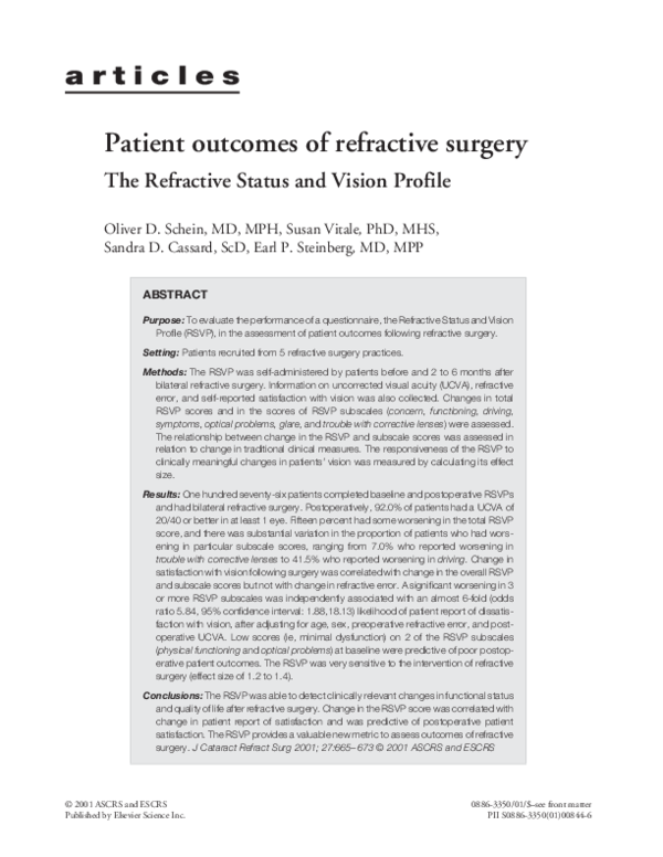 (PDF) Patient outcomes of refractive surgery