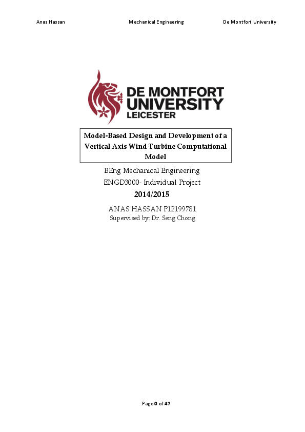 Pdf Model Based Design And Development Of A Vertical Axis Wind Turbine Computational Model