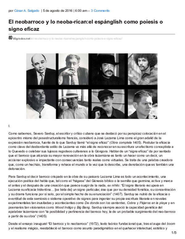 (PDF) El neobarroco y lo neoba-rícan: el espánglish como poiesis o ...