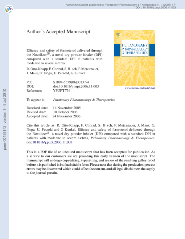(PDF) Efficacy and safety of formoterol delivered through the Novolizer ...