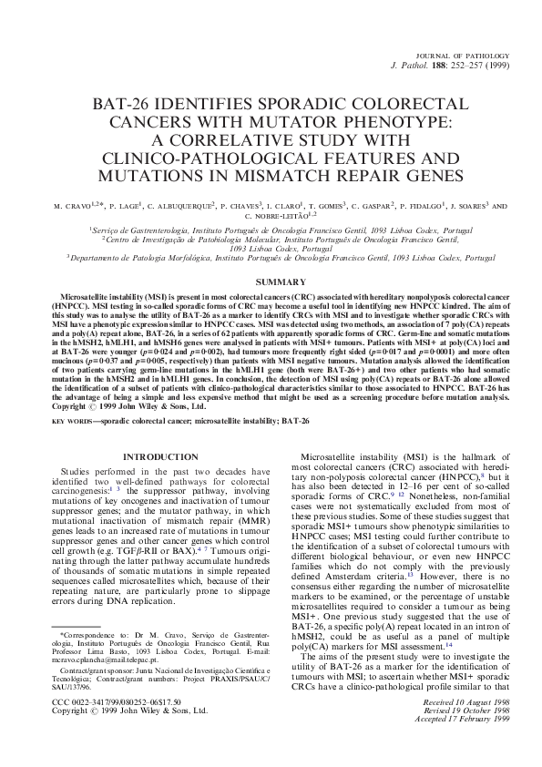 (PDF) BAT26 identifies sporadic colorectal cancers with mutator ...