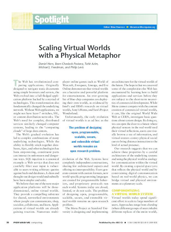 (PDF) Scaling Virtual Worlds with a Physical Metaphor
